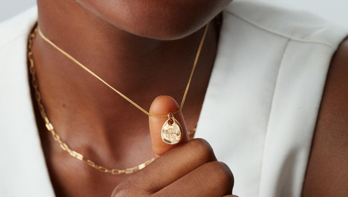 Personalised Gold Necklaces For Women | Engraved Custom Gold Necklaces ...
