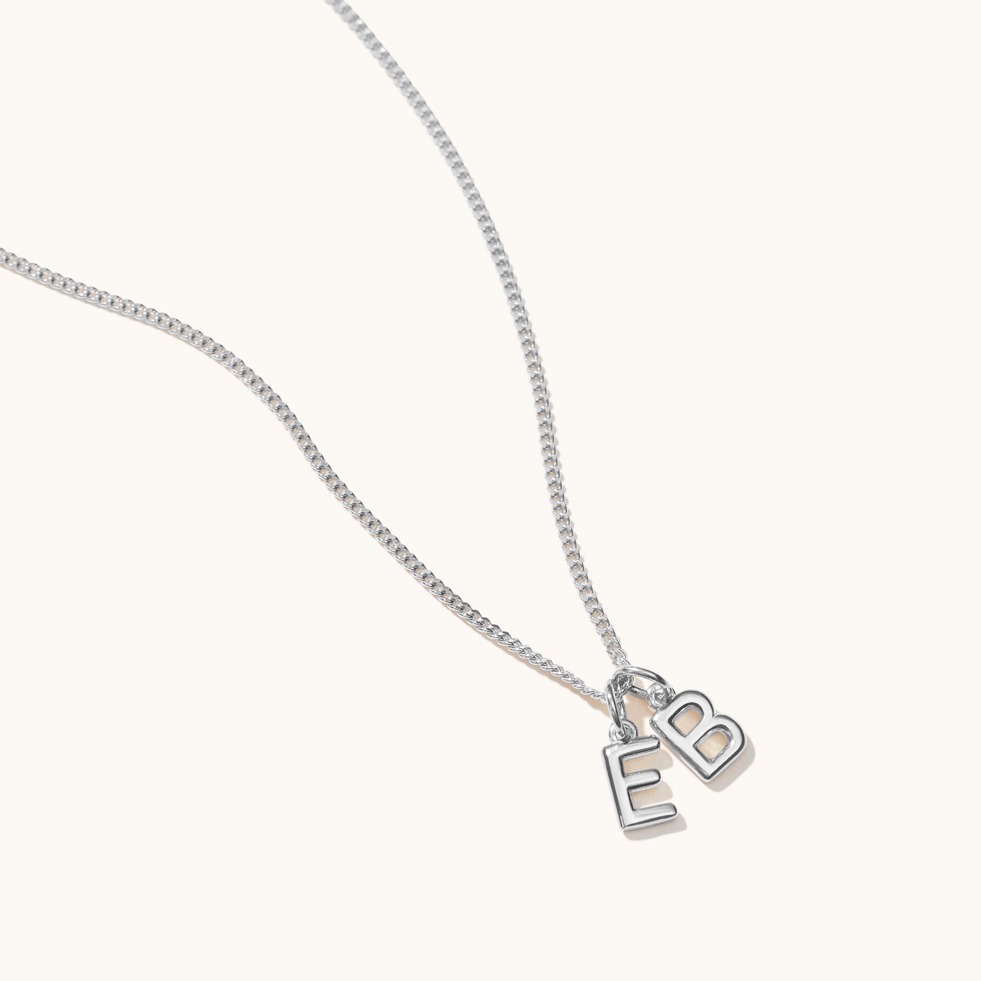 Double Initial Necklace Sterling Silver | Two Initials Necklace Silver ...