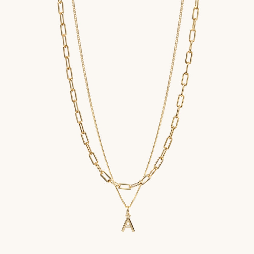 Initial Necklace Layering Set Gold | Gold Letter Necklace Set | Muru ...